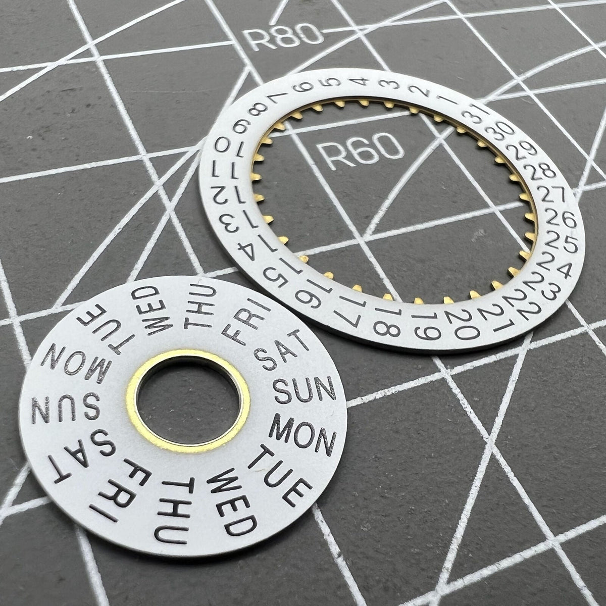 Pilot White Date Disk Wheel Week Wheel Generic for ETA 7750 Movement ...