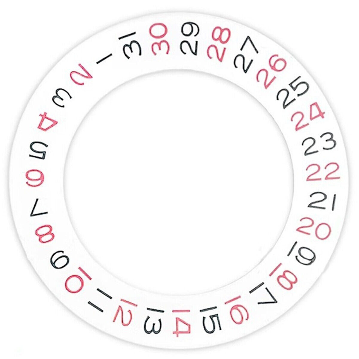 White Background Red Even Number Date Wheel Overlay for ETA2824 2836 M ...