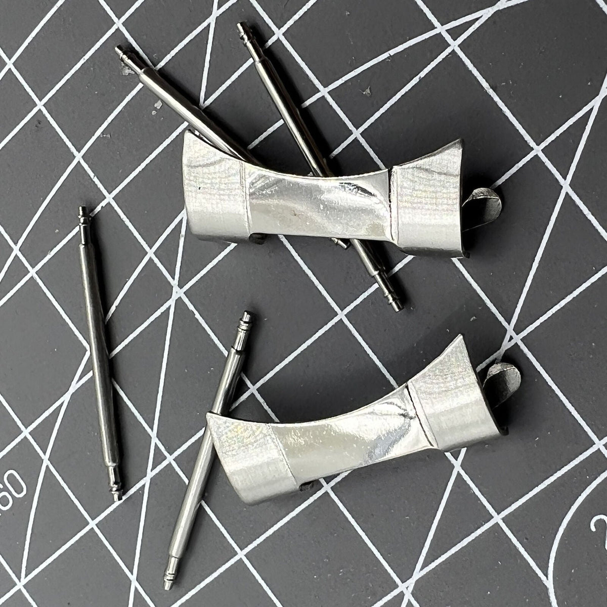 22X12mm Stainless Steel Curved End Links Spring Bars Bracelet Watch Ba ...