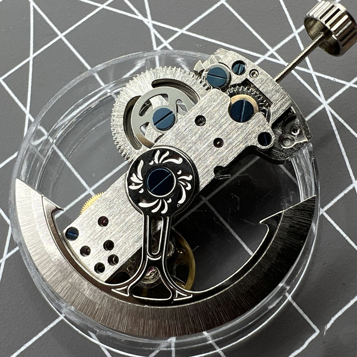 Silver Rectangle Bare Balance Wheel Automatic Watch with Asian LG0807 ...