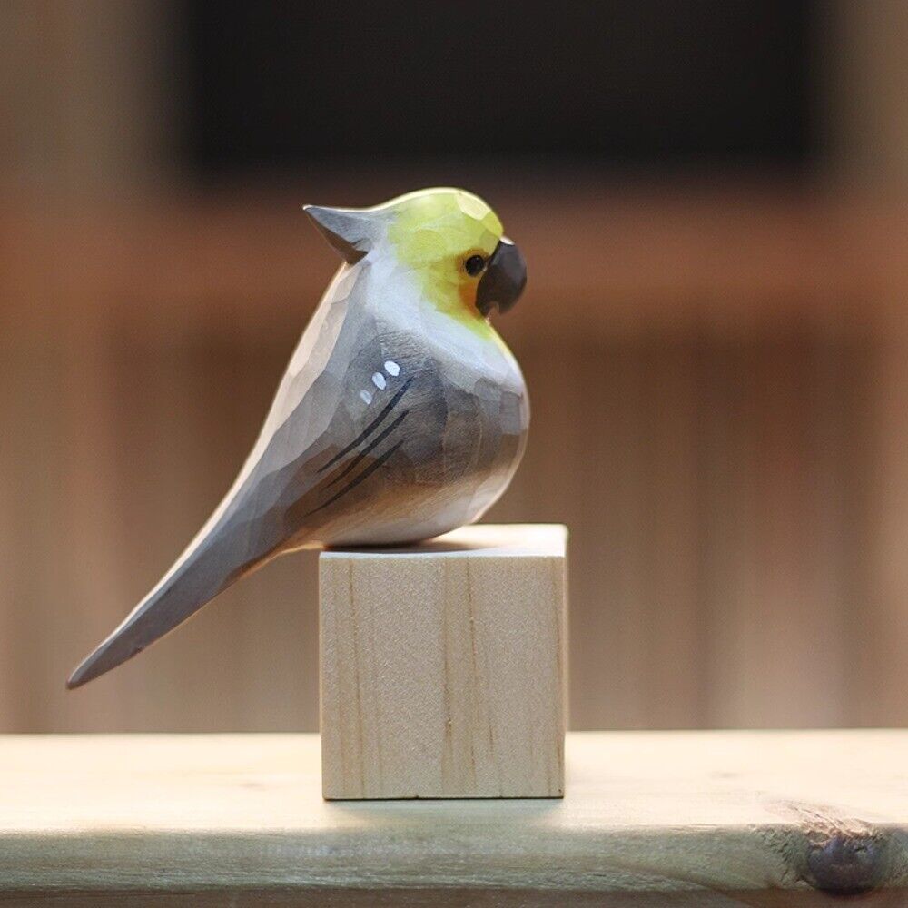 Elegant Handmade Grey Mysterious Phoenix Parrot Wooden Figurine Sculpt ...