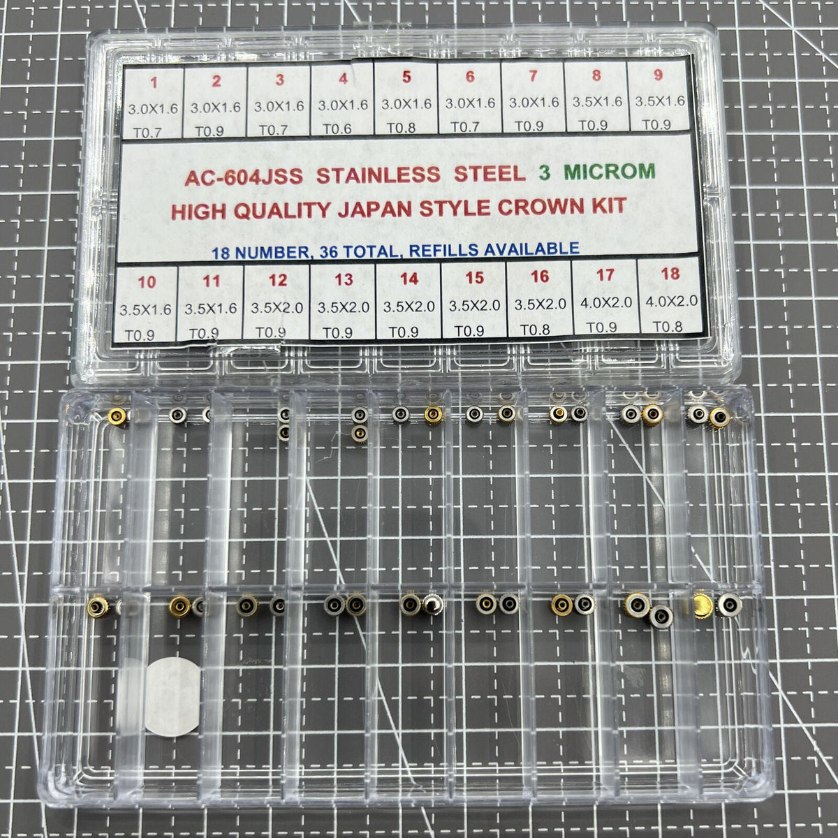 Stainless Steel Watch Crown Assortment Kit - 36 Premium Quality Pieces ...