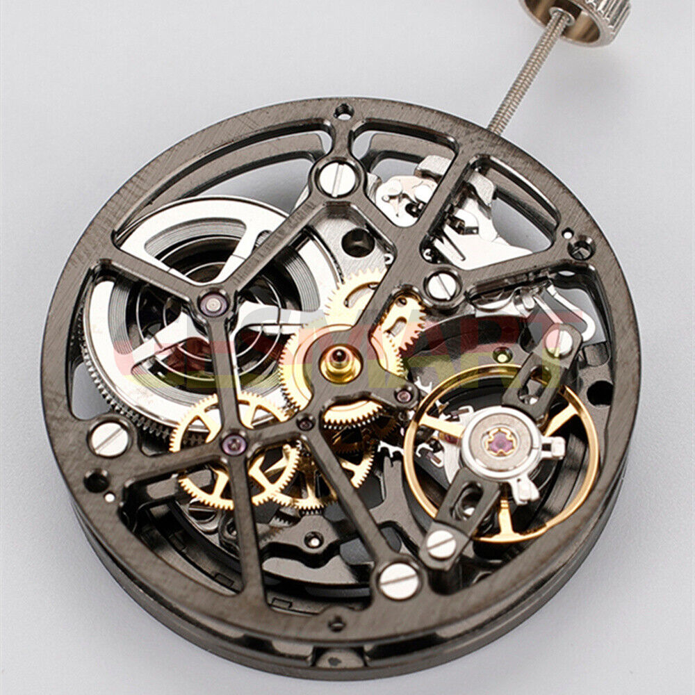 Silver/Black Hollow Bare Balance Wheel Automatic Mechanical Movement ...