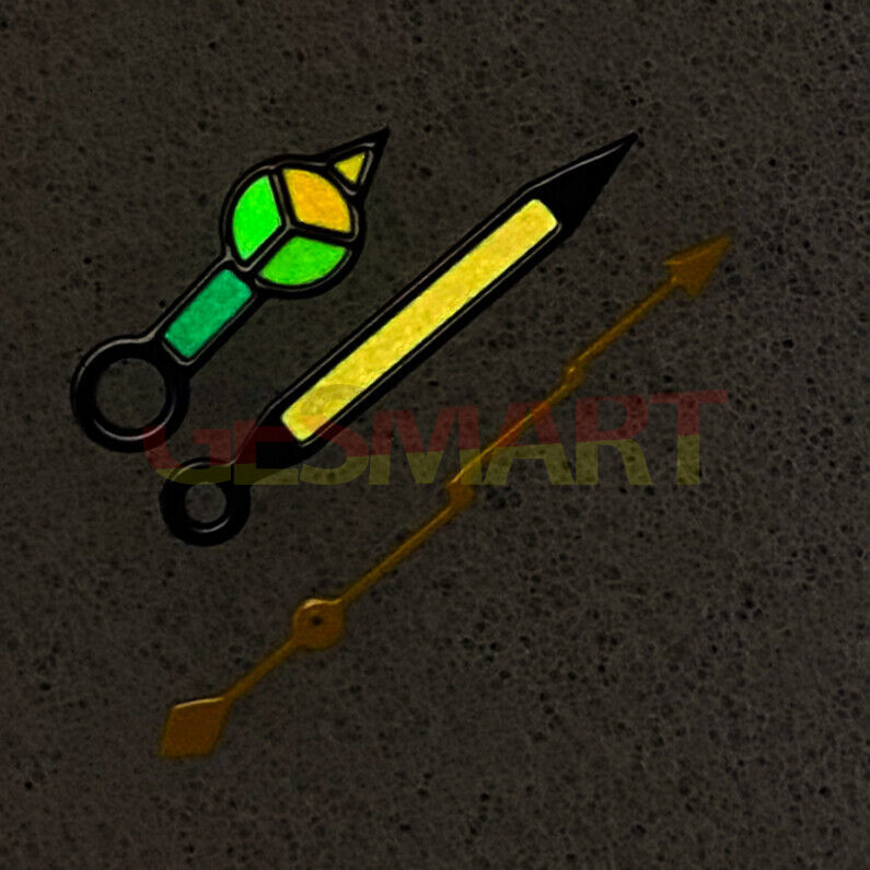 3 Hands Arrow Shape Black Trim Green Luminous Watch Hands for NH35/NH3 ...