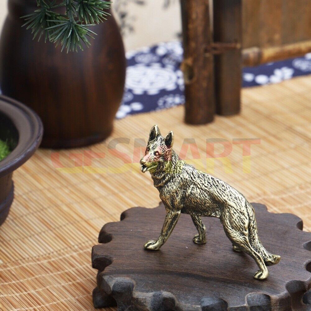 Solid Copper Wolf Dog Trinket Hand Carved Bronze Model Figurines ...