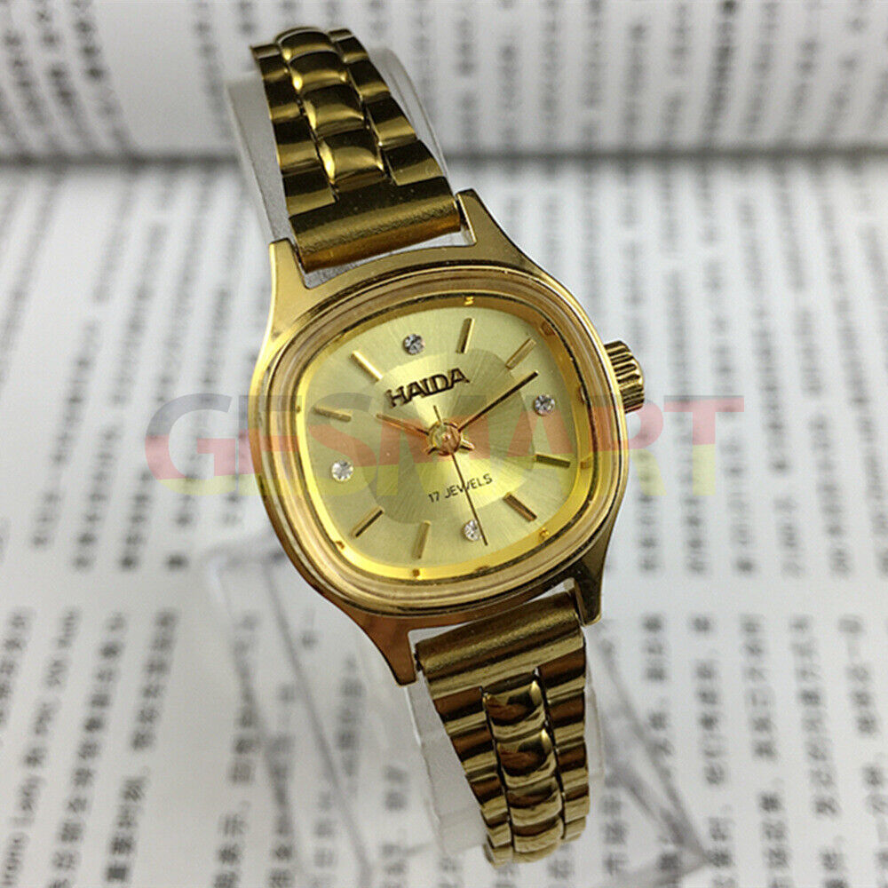 Golden Dial Lady Mechanical Watch with Imitation Diamond Nail - Classi ...