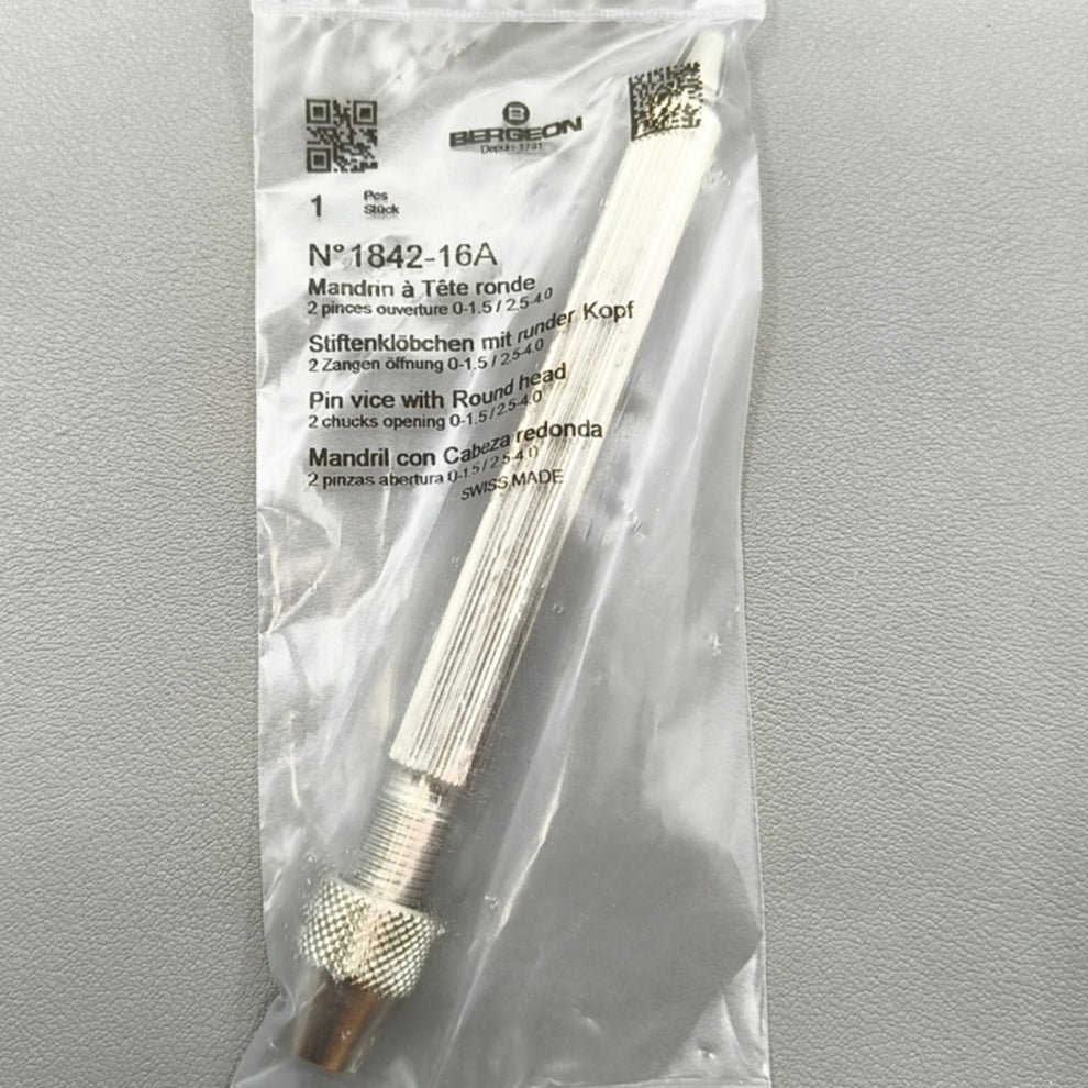 Swiss Bergeon 1842-16A Pin Vise with 2 Chucks 0 to 1.50mm and 2.50 to 4 ...